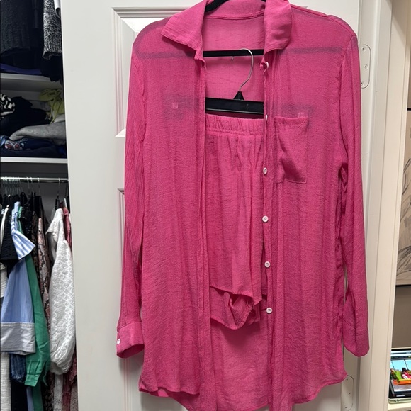 Tops | Pink Sheer Womens Set | Poshmark
